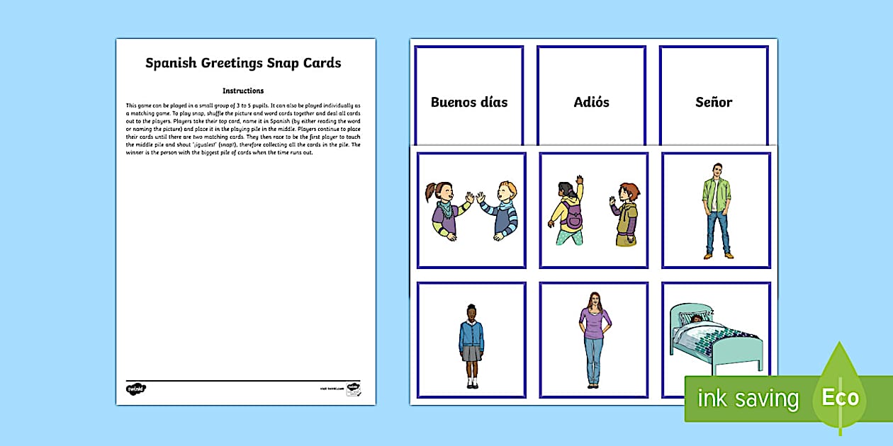 Greetings Snap Card Game Spanish (Teacher-Made) - Twinkl
