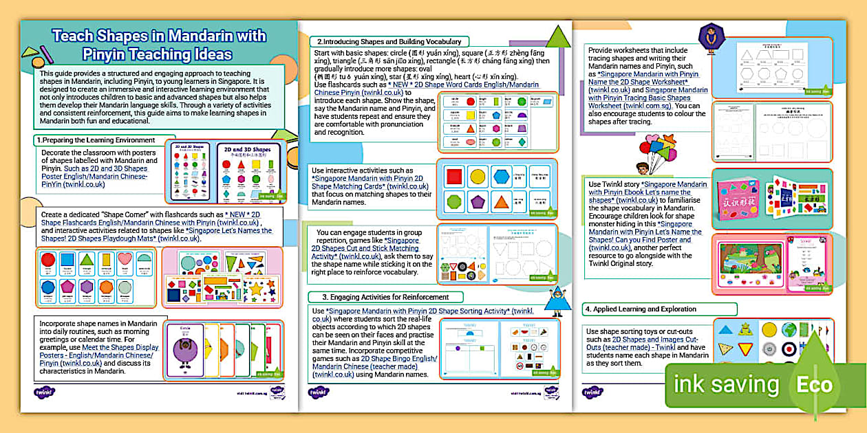 Teach Shapes in Mandarin with Pinyin Teaching Ideas - Twinkl