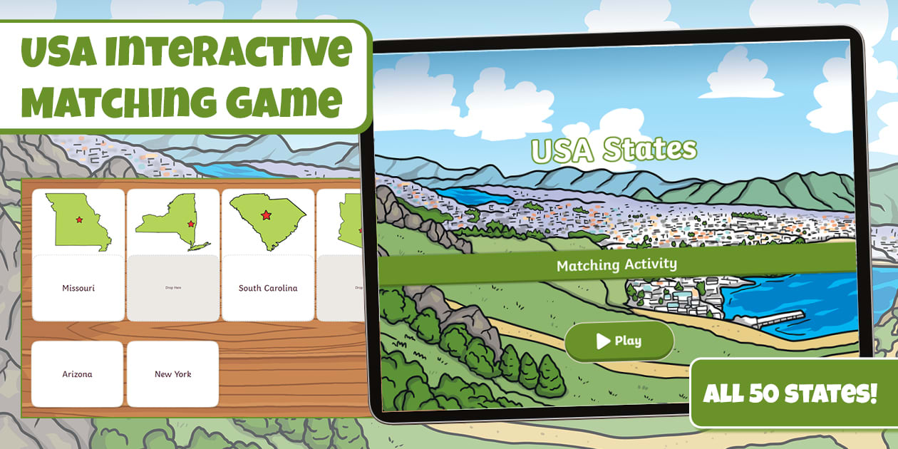 * NEW * USA States Interactive Matching Game