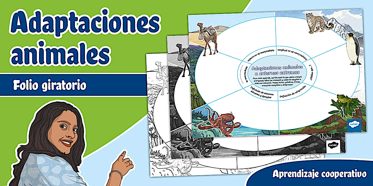 Folio giratorio: Adaptaciones animales - Aprendizaje cooperativo