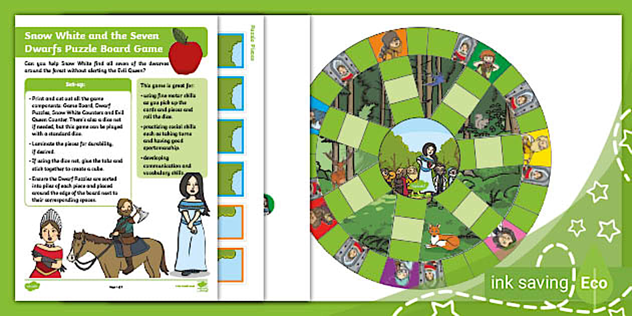 Snow White and the Seven Dwarfs Puzzle Board Game - Twinkl