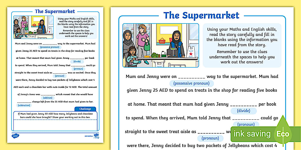 English/Math Word Problem Story (teacher made) - Twinkl