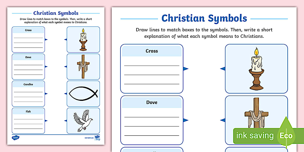 Christian Symbols Activity Sheet (teacher made) - Twinkl