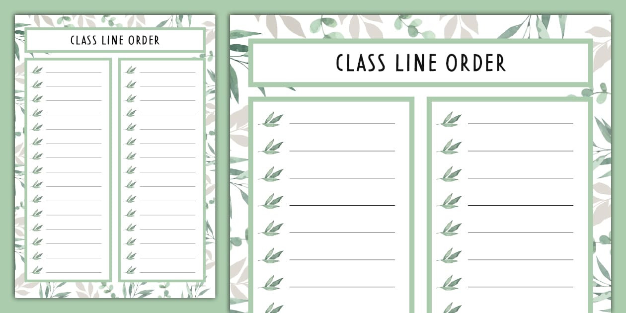 Muted Botanical Themed Class Line Order Display Poster