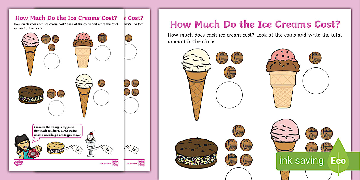 👉 Money to 5p: How Much Do the Ice Creams Cost? - Twinkl