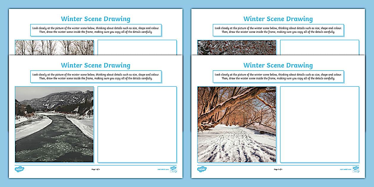 Draw the Winter Scene Activity Pack (teacher made) - Twinkl