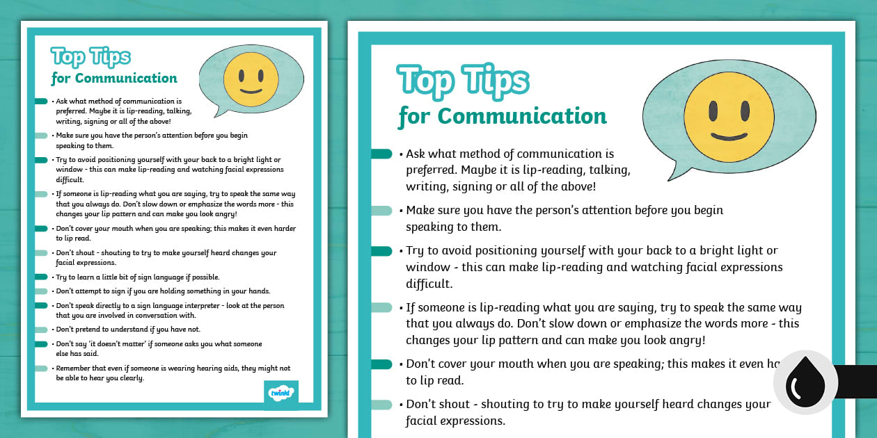 Deaf Awareness Communication Tips (Teacher-Made) - Twinkl