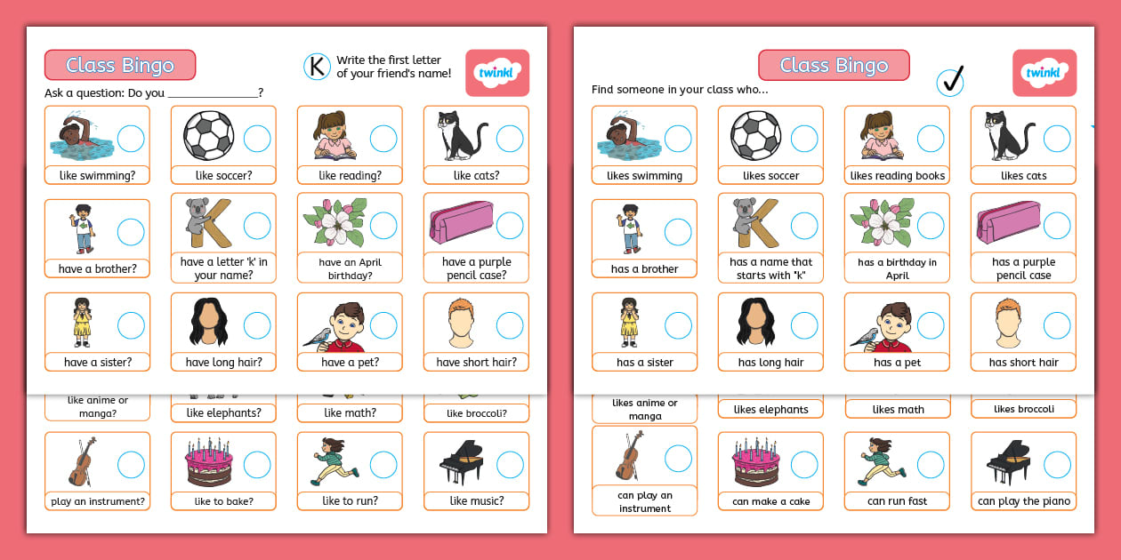 Find Someone English Bingo Game 英語 アイスブレーカー英語ビンゴゲーム｜Twinkl