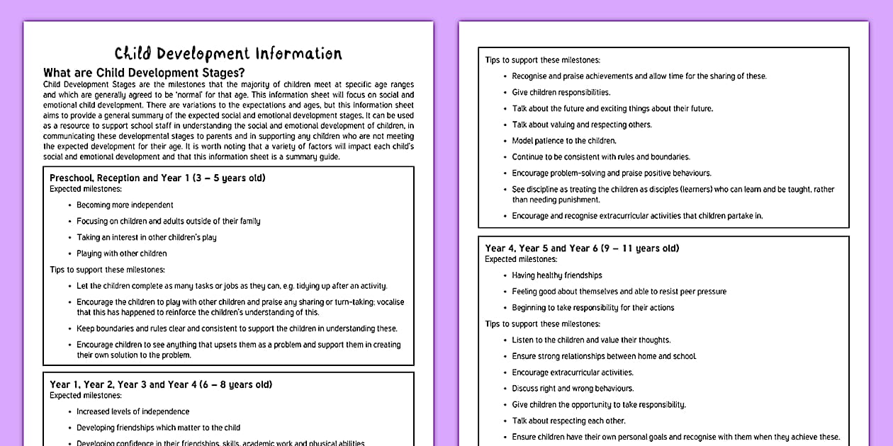 Child Development Stages Chart for 0-3 years | Twinkl