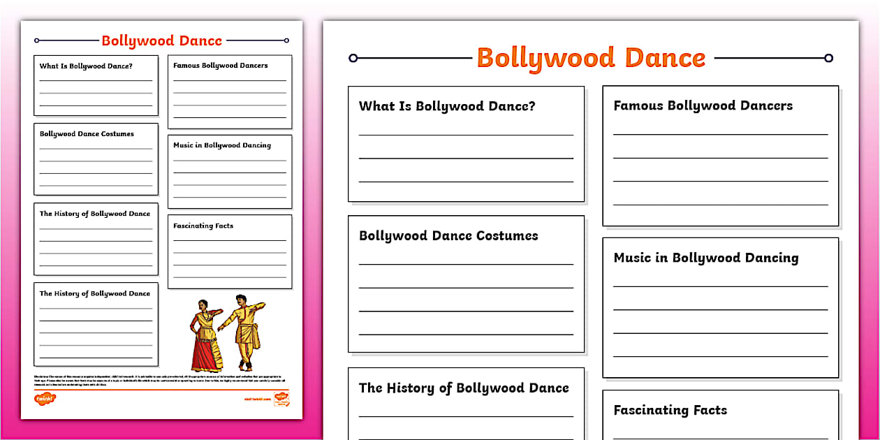 Bollywood Dance Fact File Template (teacher made) - Twinkl