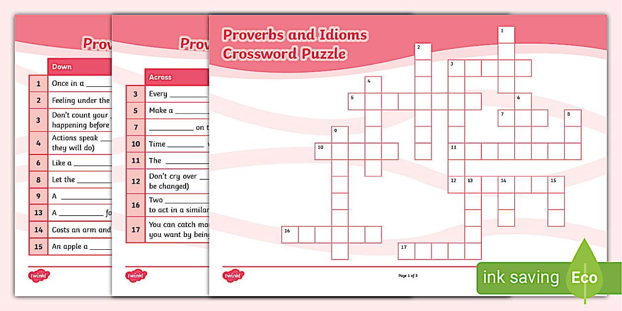 Idioms and Proverbs Crossword Puzzle - Figurative Language