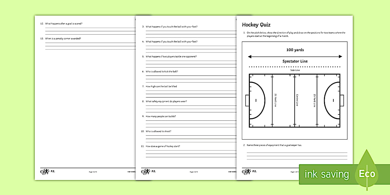 Hockey: Quick Quiz (teacher made) - Twinkl