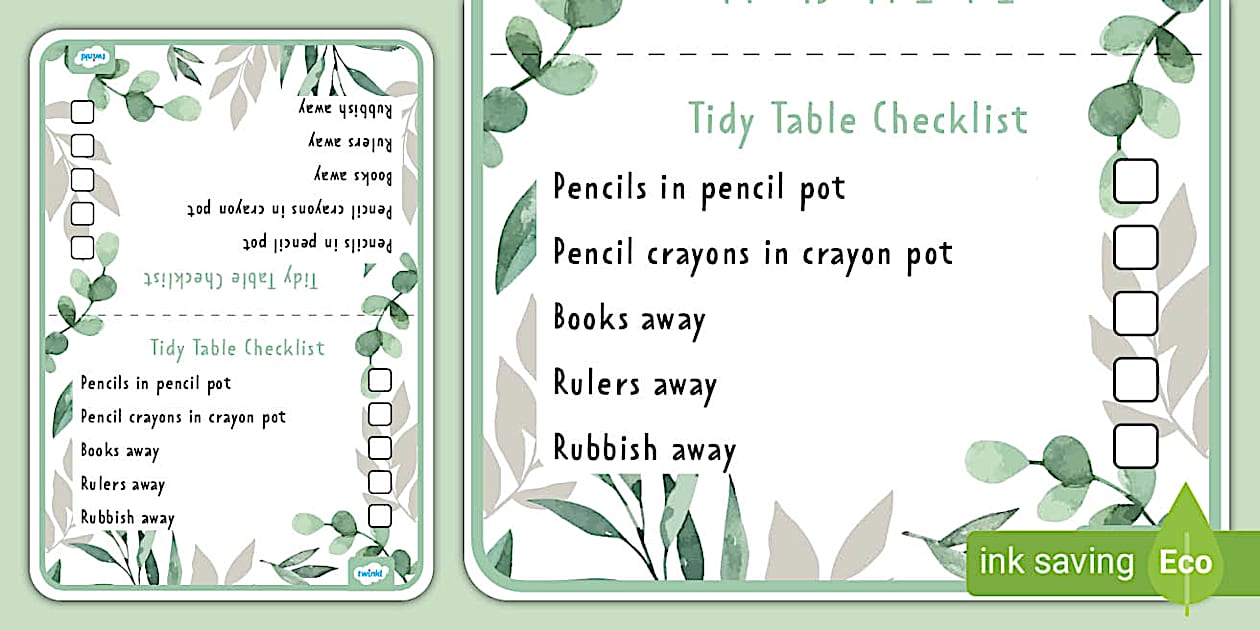 👉 Botanical-Themed Tidy Table Checklist (teacher made)