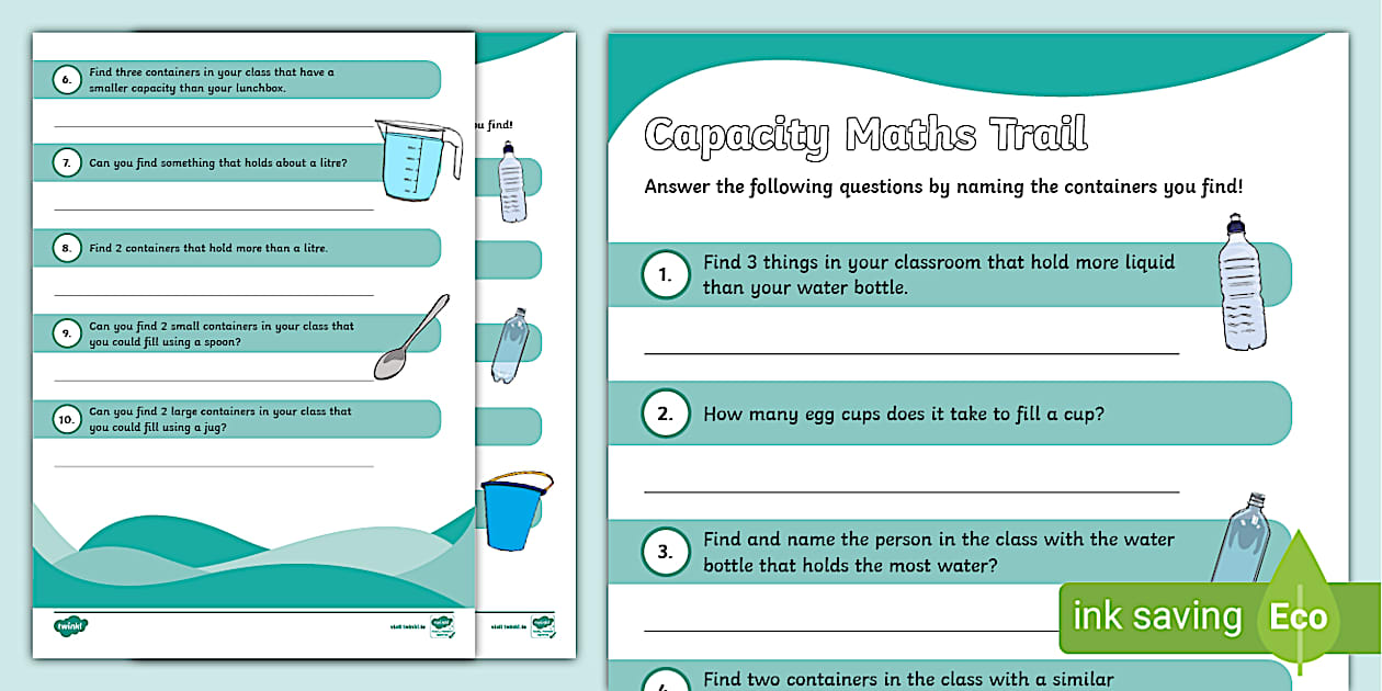 Capacity Maths Trail 1st/2nd Class Maths - Twinkl