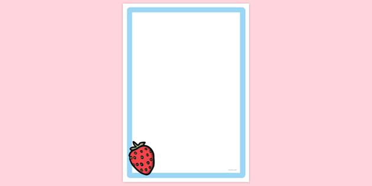 Simple Blank Cute Strawberry Page Border | Page Borders
