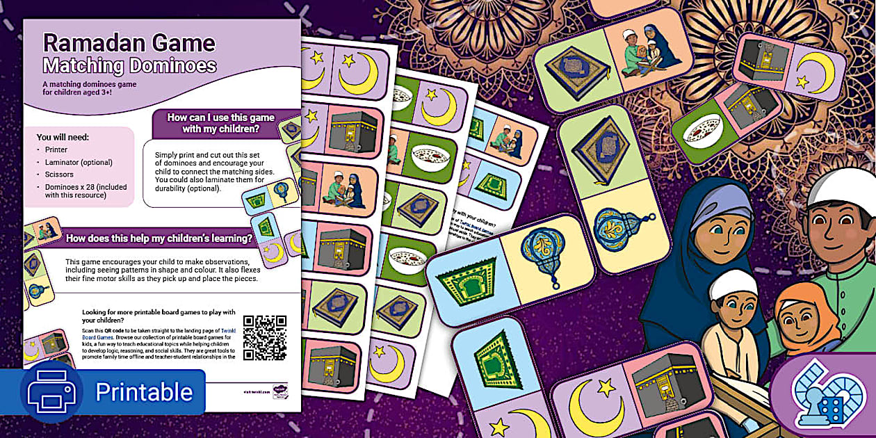 Ramadan Colour Matching Dominoes Game - Ramadan Activities