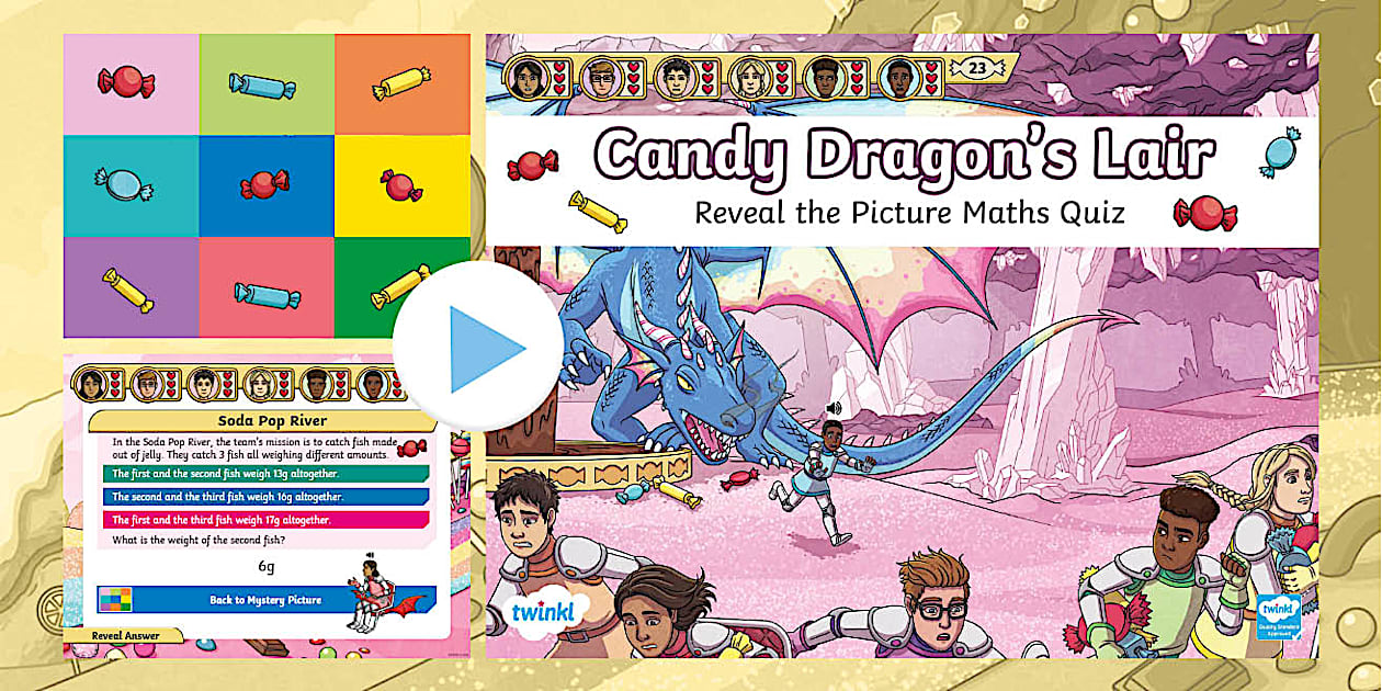👉 Lower KS2 'Candy Dragon's Lair' Reveal the Picture Maths