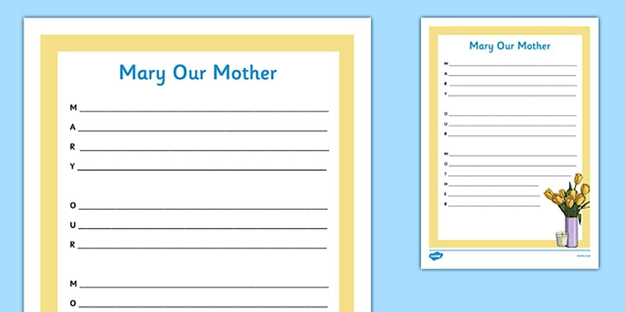 Black and White Mary Our Mother Acrostic Poem (teacher made)