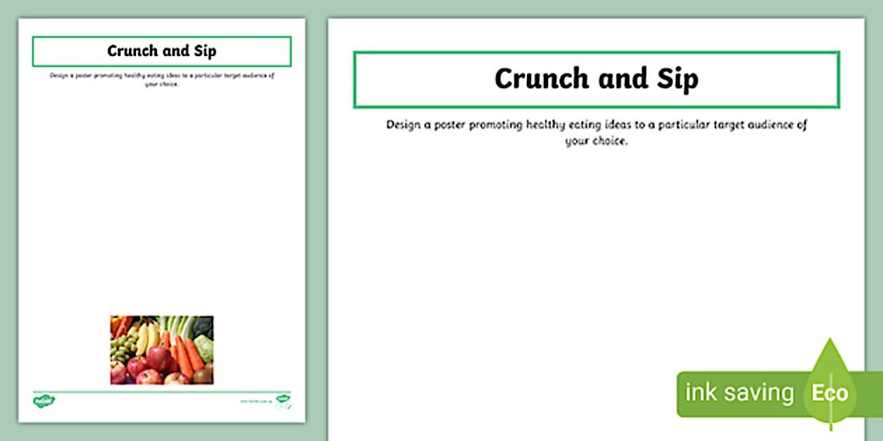 TAS Crunch and Sip Poster Design Worksheet - Twinkl