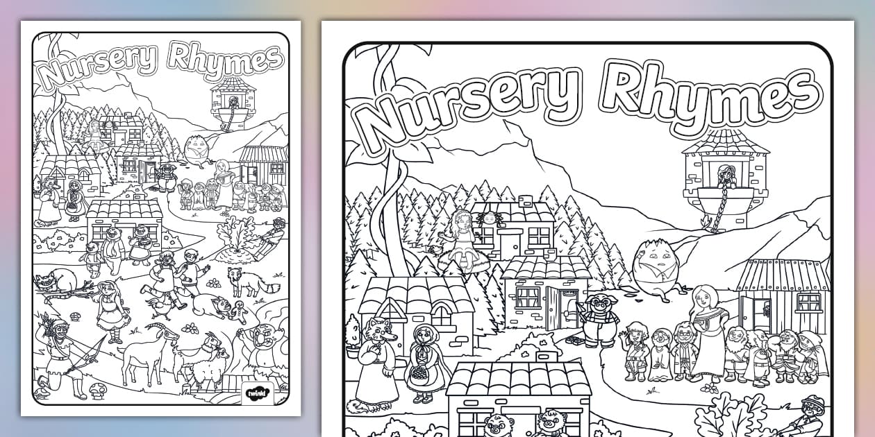 Nursery Rhyme Doodle Colouring Sheet - Twinkl
