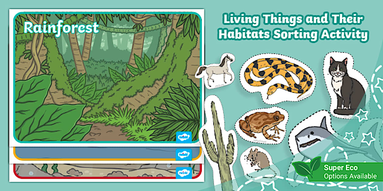 Living Things and Their Habitats Sorting Activity - Twinkl