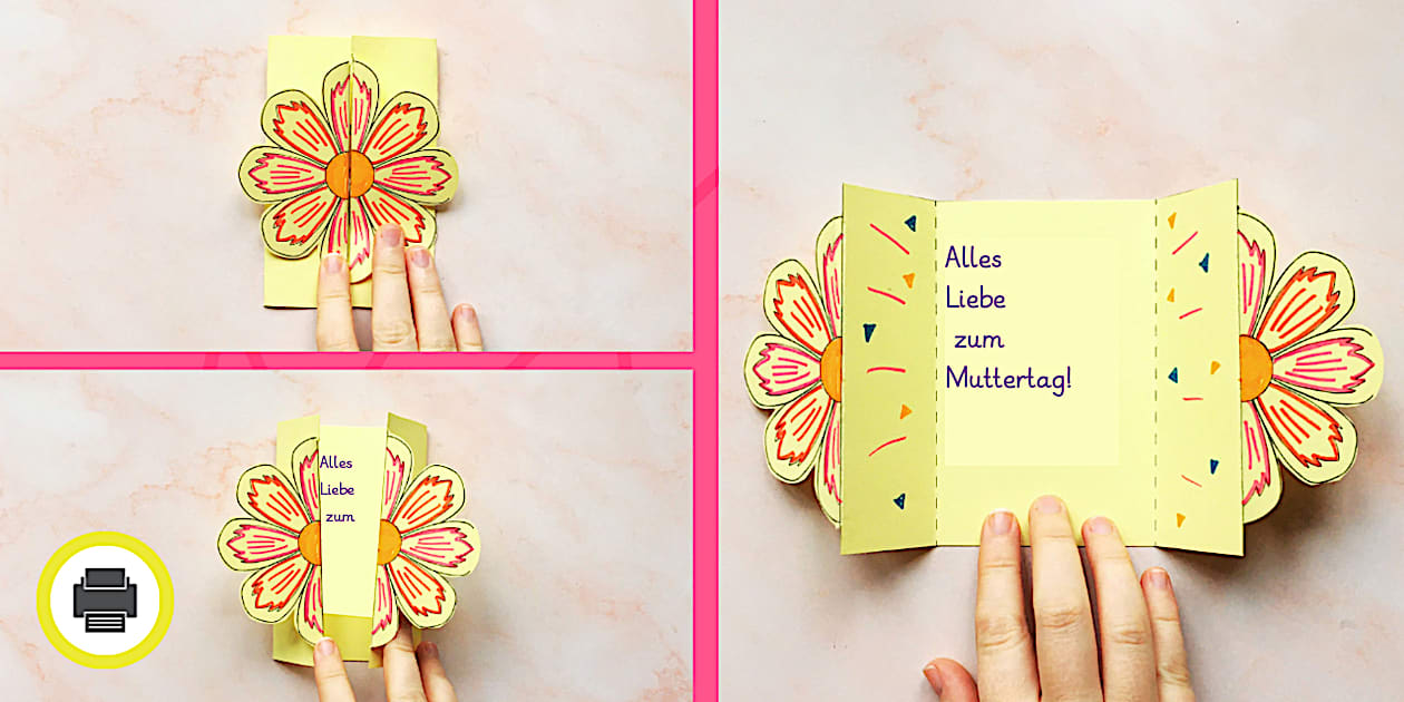 Muttertagskarte zum Falten (professor feito) - Twinkl