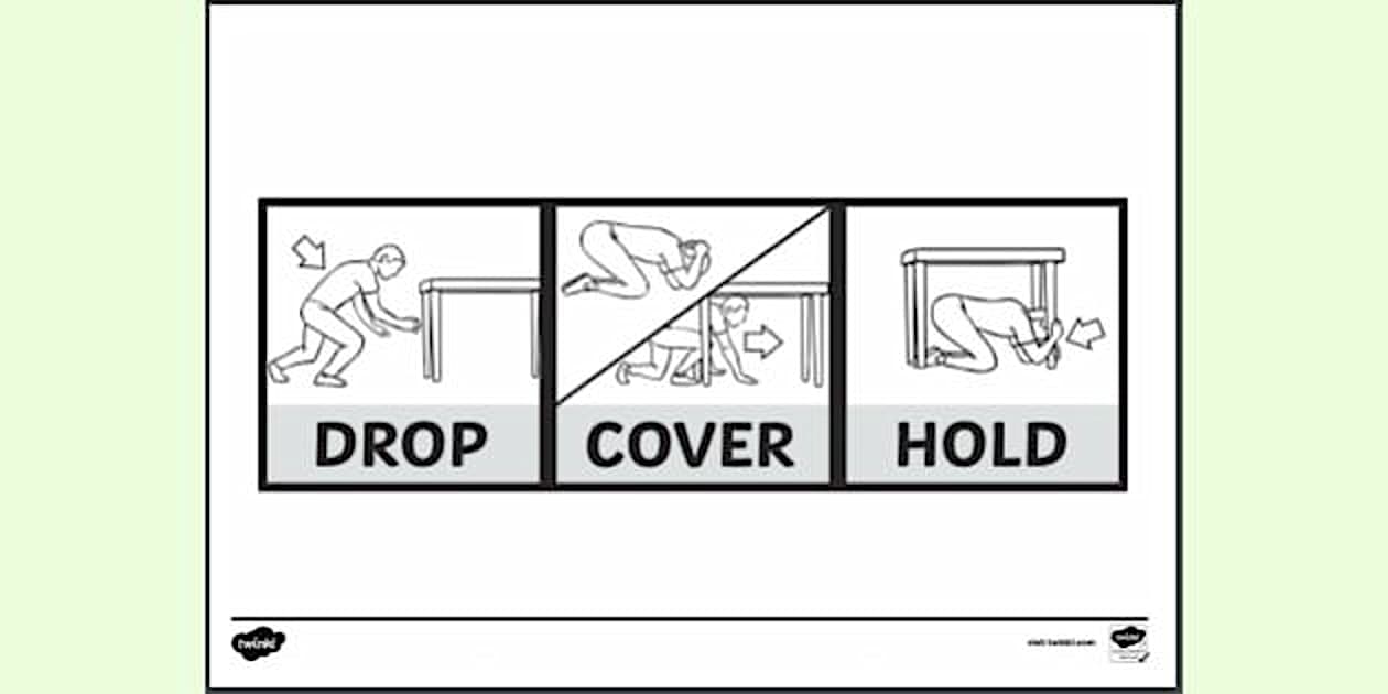 Drop Cover Hold Colouring Sheet | Colouring Sheets - Twinkl