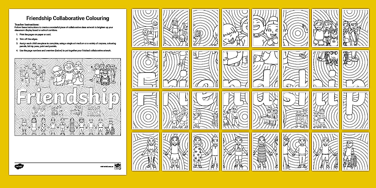 * NEW * Friendship Collaborative Colouring Activity - Twinkl