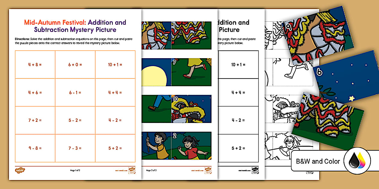 Mid-Autumn Festival Addition and Subtraction Mystery Picture