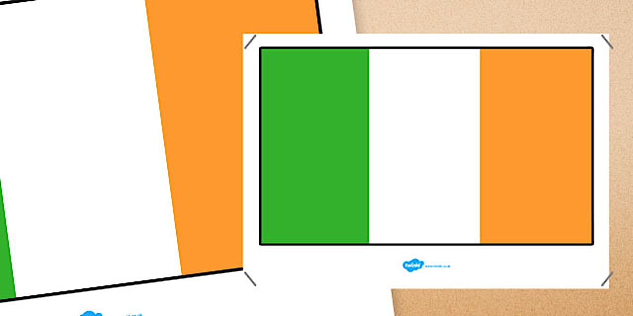 Black and White Ireland Flag Display Poster - Twinkl