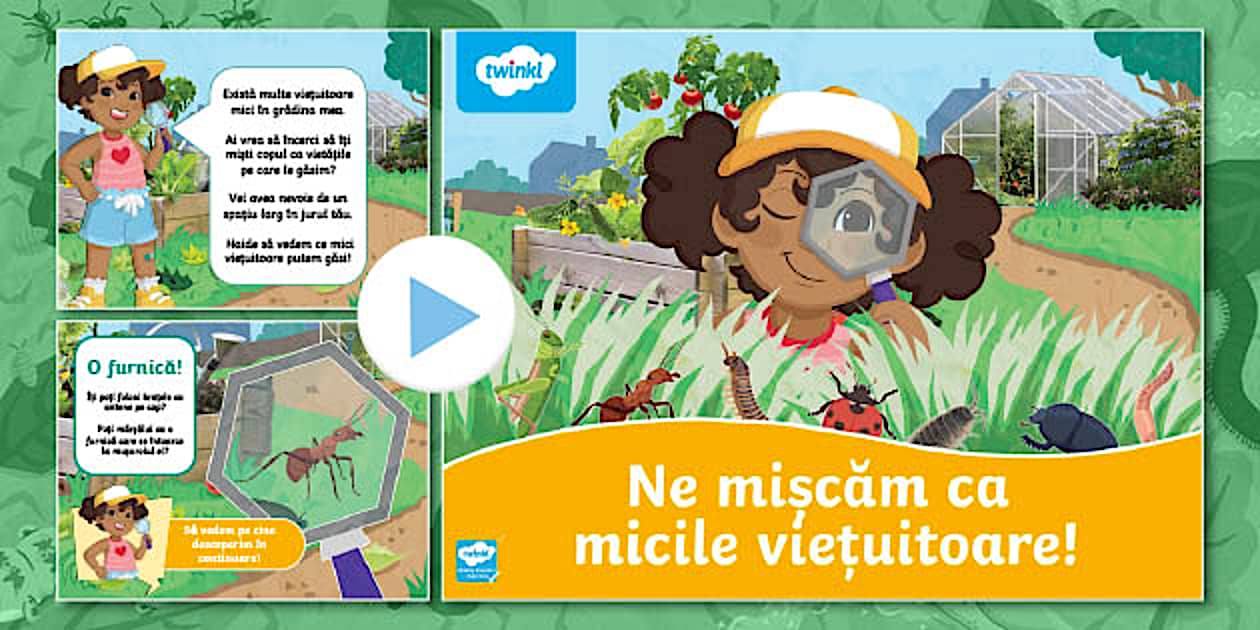 Ne mișcăm ca micile viețuitoare! – PowerPoint interactiv