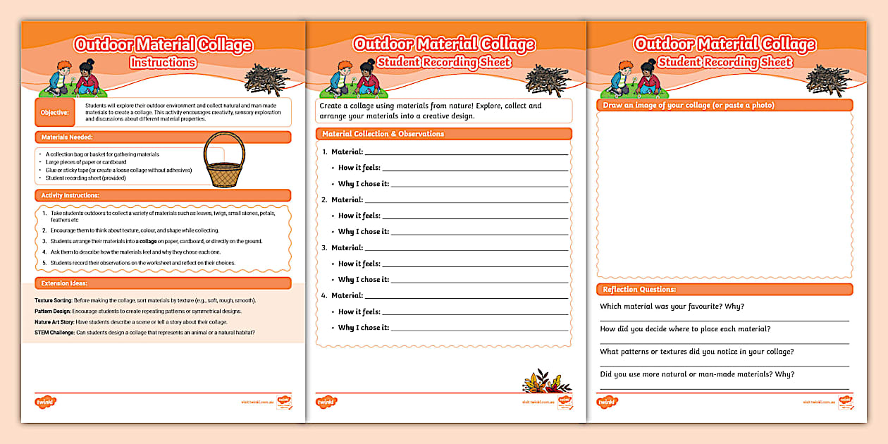 STEM Outdoors: Outdoor Material Collage (teacher made)