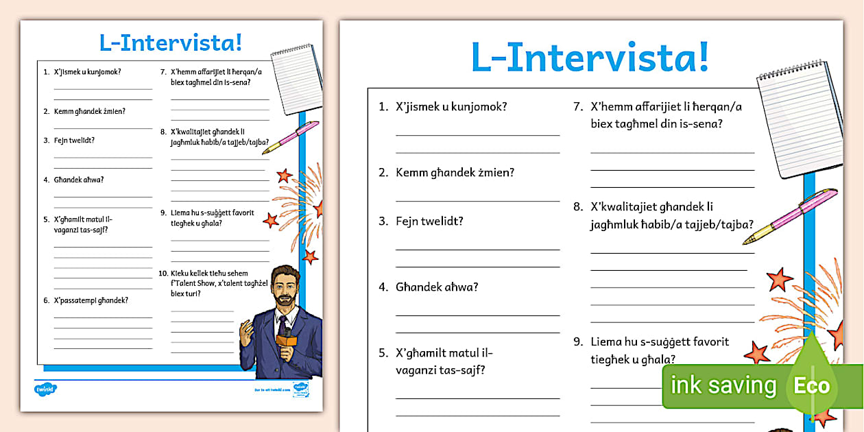 Attività għal-Lura Lejn l-Iskola: L-Intervista - Twinkl