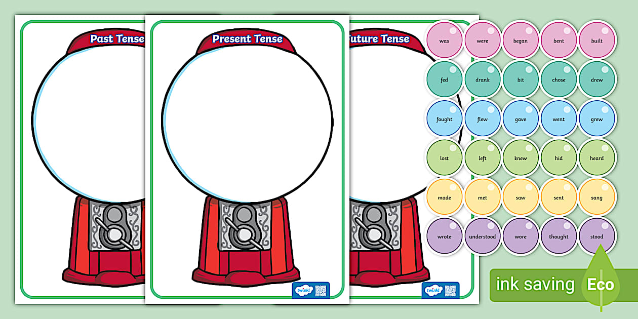 동사의 시제: 동사 분류 머신 Tense: Verbs Sorting Gumball Machine