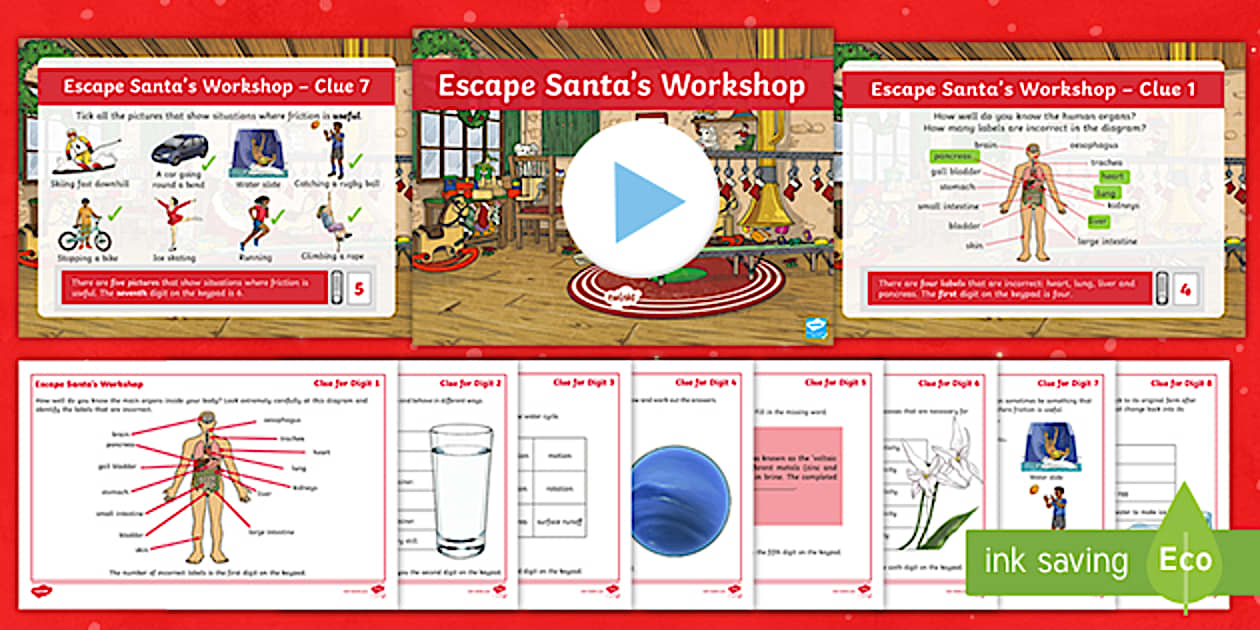 UKS2 Escape Santa's Workshop Science Escape the Room Game