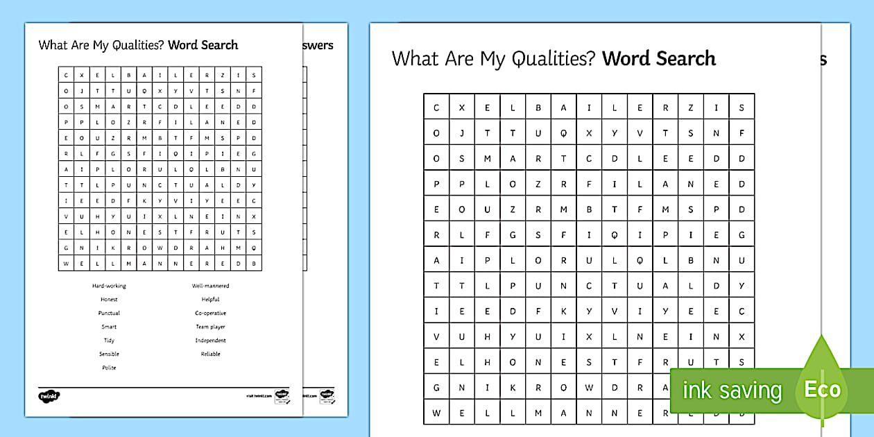 My Work-Related Qualities Word Search (teacher made)