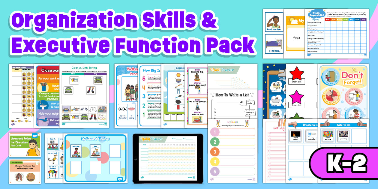 Organization Skills & Executive Function Pack for K-2nd