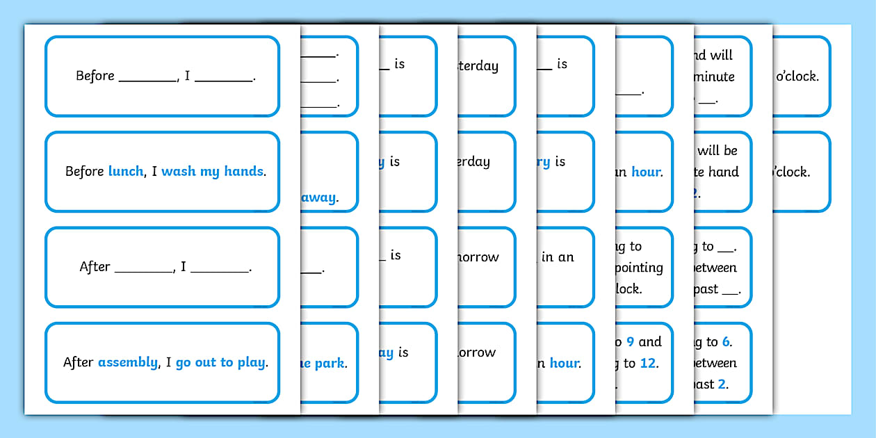👉 Y1 Time Stem Sentences (Teacher-Made) - Twinkl
