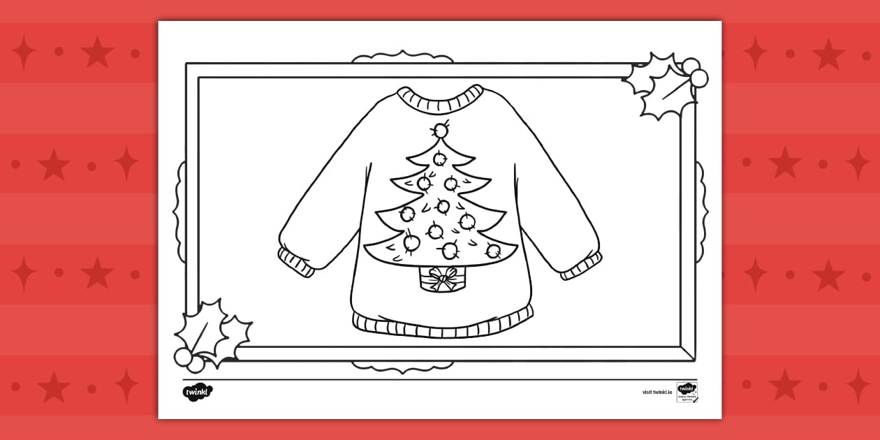 Christmas Jumper Colouring Sheet (teacher made) - Twinkl