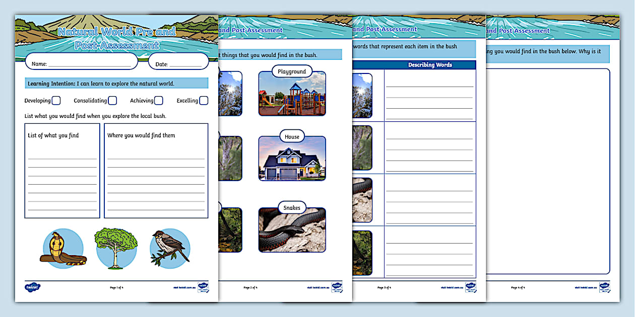 Natural World Pre and Post-Assessment (teacher made)