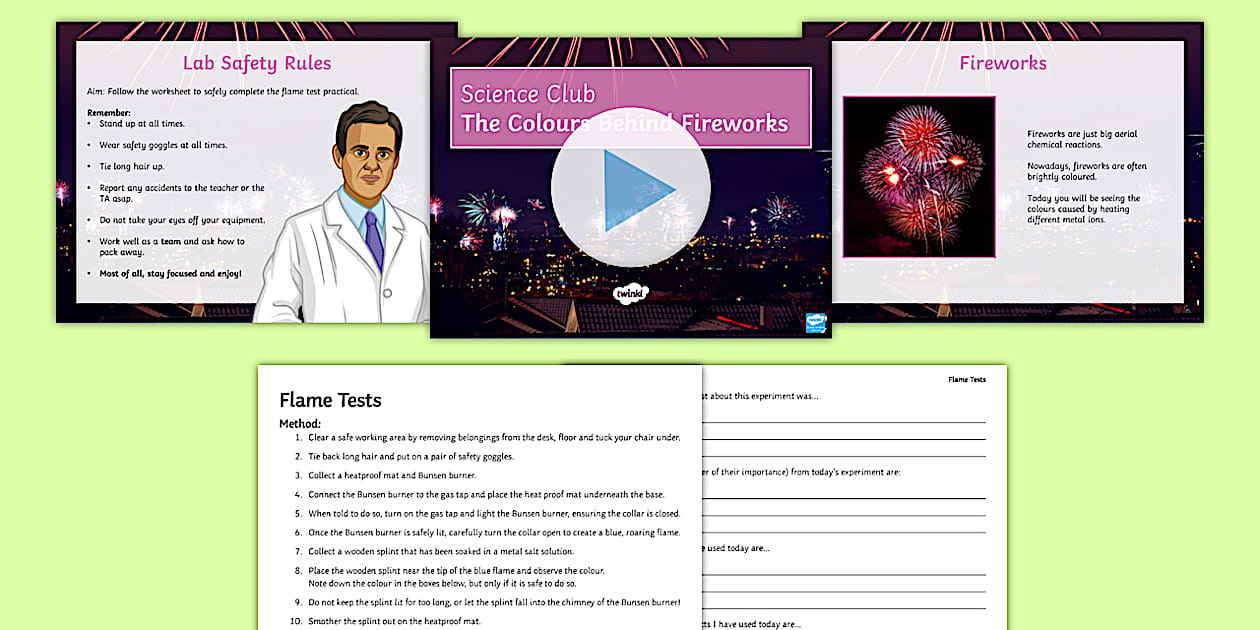 Bonfire-Themed Flame Tests Fireworks Science Club Activity Pack