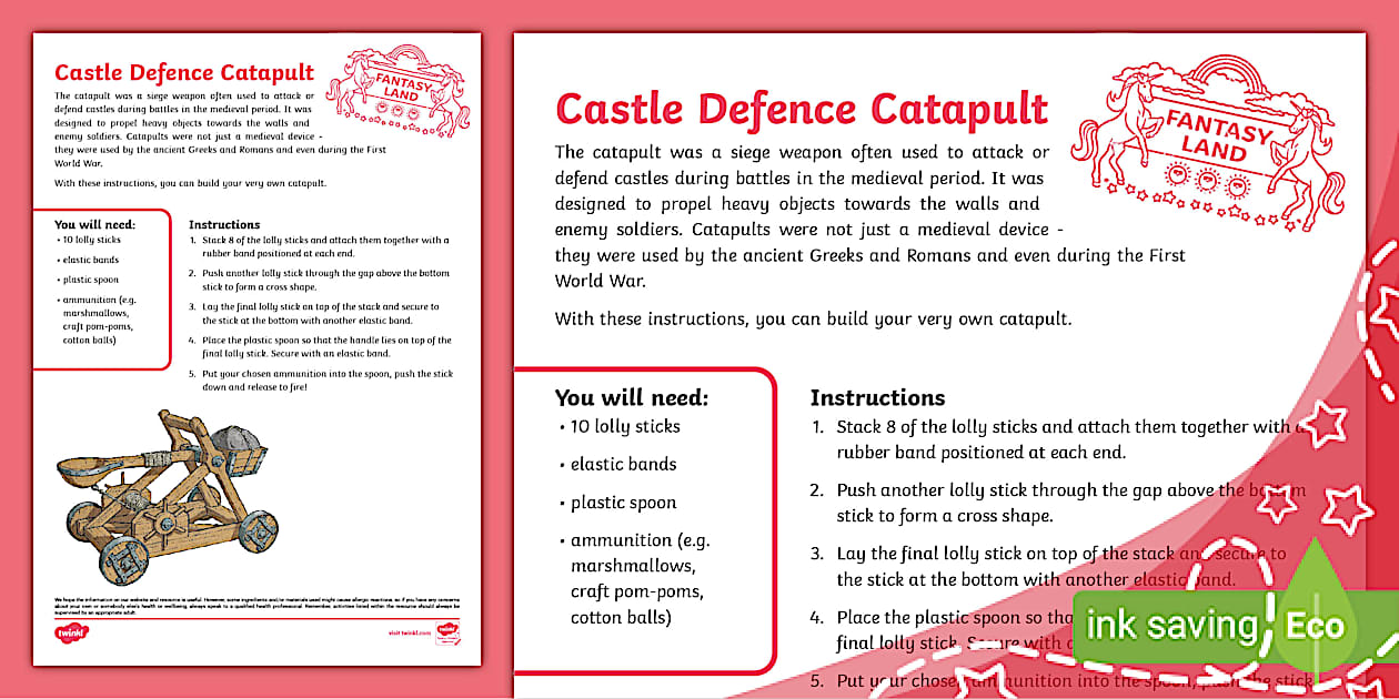 Castle Defence Catapult Craft Instructions (professor feito)