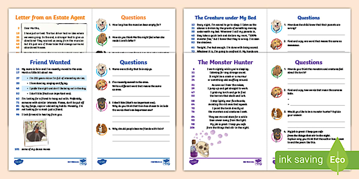 Editable LKS2 60-Second Reads: Chiller Stories Activity Pack (Ages 7-9)
