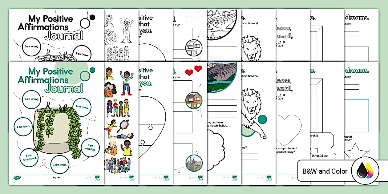 My Positive Affirmations Journal for K-2nd Grade - Twinkl