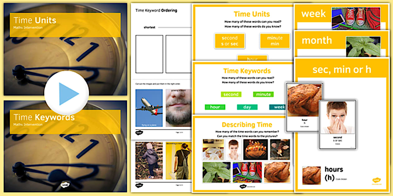 Maths Intervention Time Unit and Keywords Pack - Twinkl