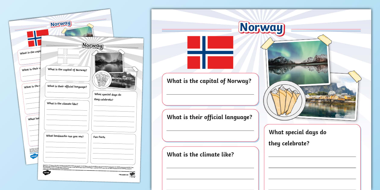 Norway Fact File Template - Twinkl Templates (teacher made)