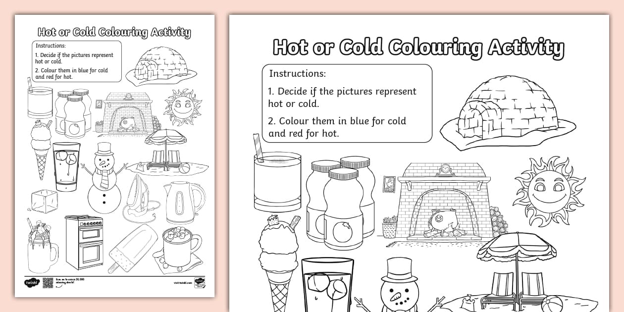 Hot and Cold Worksheet - Colouring Worksheet - KS1 - Twinkl