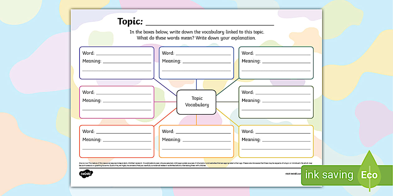 KS1 Topic Vocabulary Mind Map (teacher made) - Twinkl