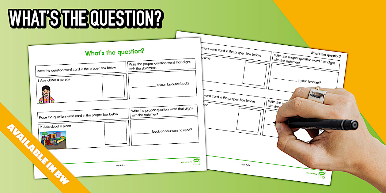 What's the Question? Sorting by Part of Speech Activity Mat