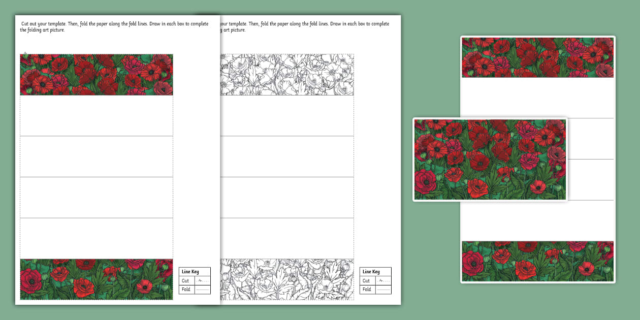 Poppy Folding Art Template - Twinkl Artwork (teacher made)